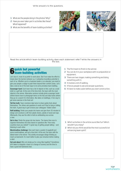 Team-building. Interactive worksheet | TopWorksheets