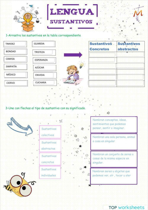 Sustantivos Gnero Y Nmero Ficha Interactiva