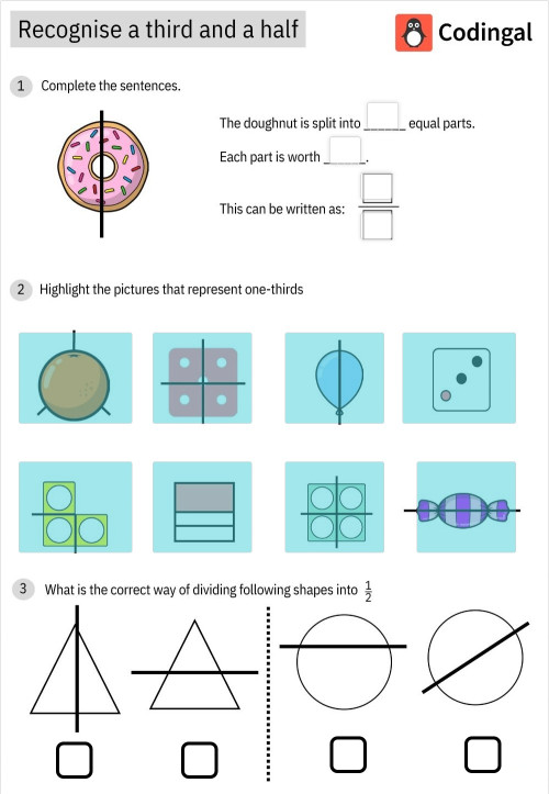 M_G02M13L62_WA02_Describing Fractions: Halves and Thirds. Interactive ...