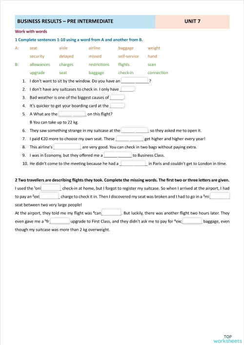 Intensive exam unit 2 part 1. Interactive worksheet | TopWorksheets