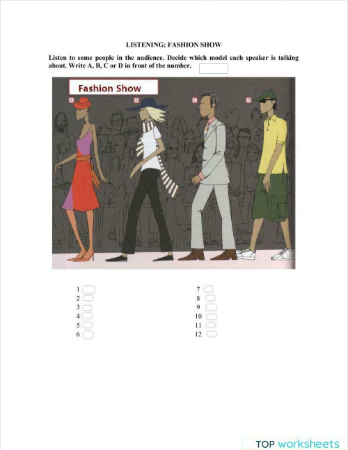Listening: Fashion Show. Interactive worksheet | TopWorksheets