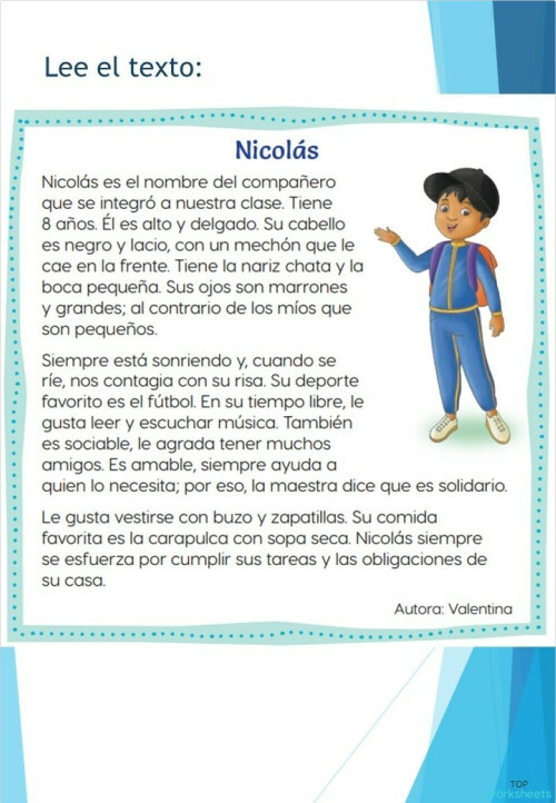 Lectura: Nicolás - 2do grado. Ficha interactiva | TopWorksheets