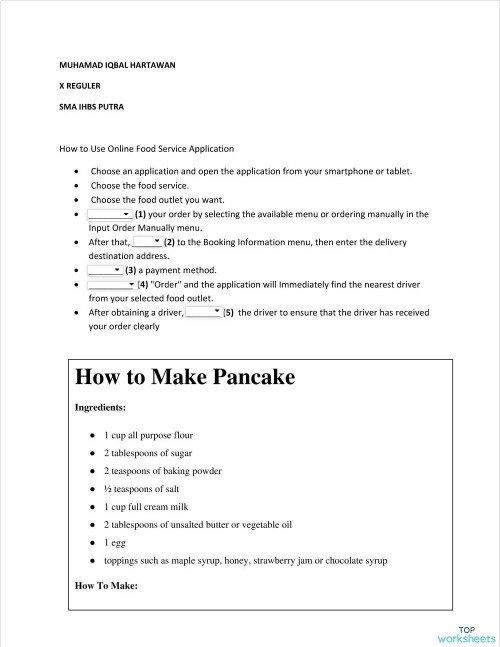 Procedure Text and Imperative: interactive worksheets and online ...