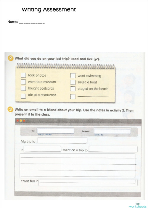 Year 4- Writing Assessment 1. Interactive worksheet | TopWorksheets
