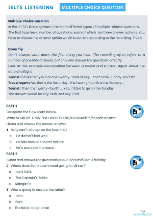 8. IELTS LISTENING - Multiple Choice Question. Interactive worksheet ...