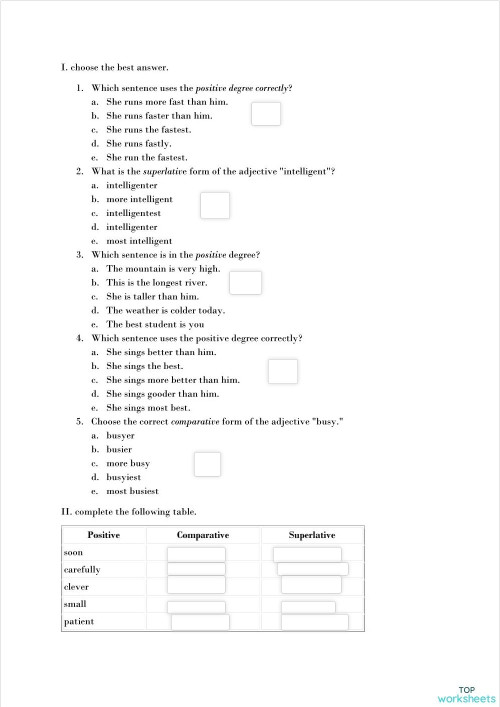 ph degree of comparison. Interactive worksheet | TopWorksheets