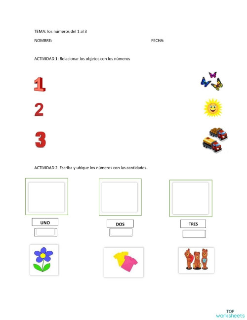 Números del 1 al 3. Ficha interactiva | TopWorksheets