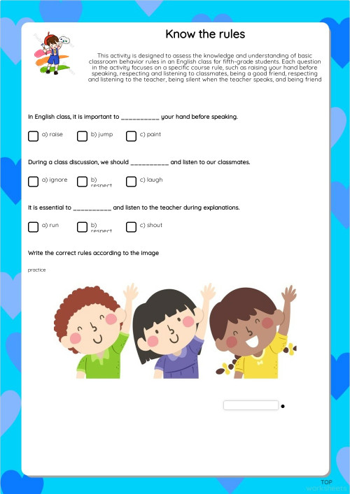Know the rules. Interactive worksheet | TopWorksheets