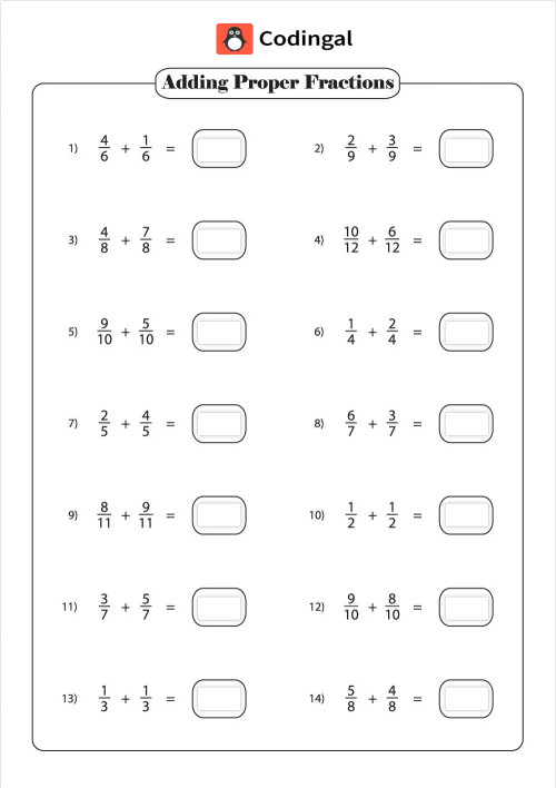 M_G04T01_WC06 Adding Like Fractions. Interactive worksheet | TopWorksheets