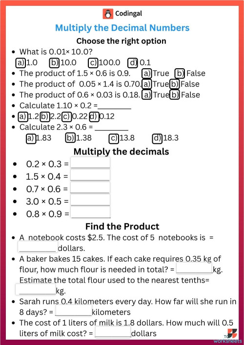 M_G05M08L20_WC01_Multiplying_Decimals_by_Decimals_1. Interactive worksheet | TopWorksheets