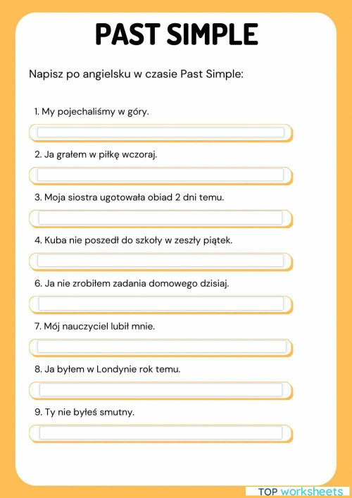 Past Simple Writing. Interactive worksheet | TopWorksheets