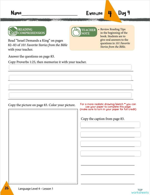 Lesson 8: Reading Comprehension Pg 26 Ex 4. Interactive worksheet ...