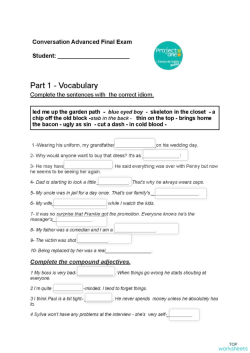 Conversation Advanced - Final Exam 2021. Interactive worksheet ...