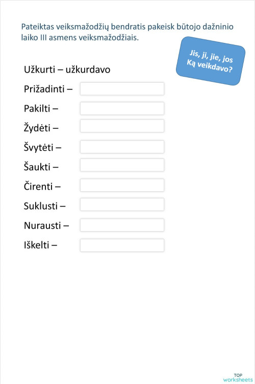 Interactive worksheets and online exercises in lithuanian | TopWorksheets