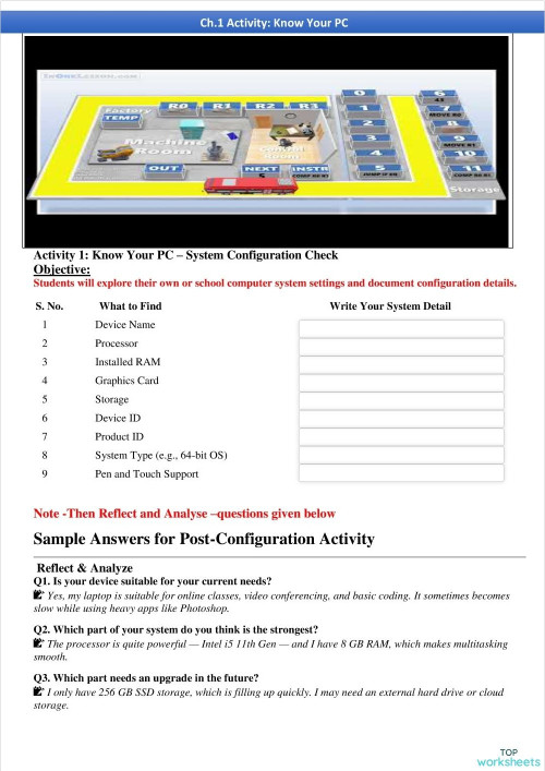 Ch.1 Activity -Know your computer. Interactive worksheet | TopWorksheets