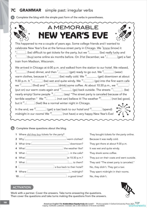 AEF1 - 7C - Grammar. Interactive worksheet | TopWorksheets