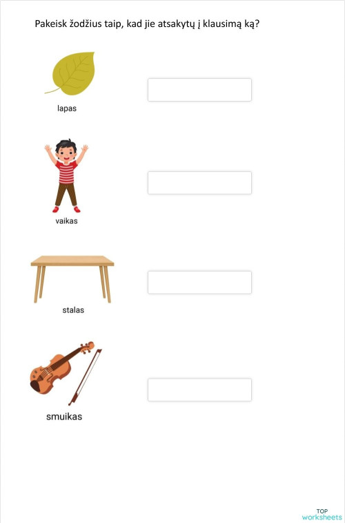Daiktavardžių linksniai. Interactive worksheet | TopWorksheets