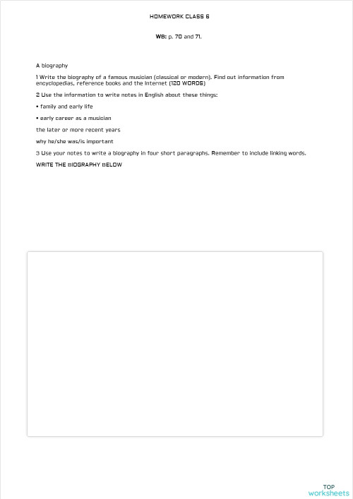 HOMEWORK CLASS 6. Interactive worksheet | TopWorksheets