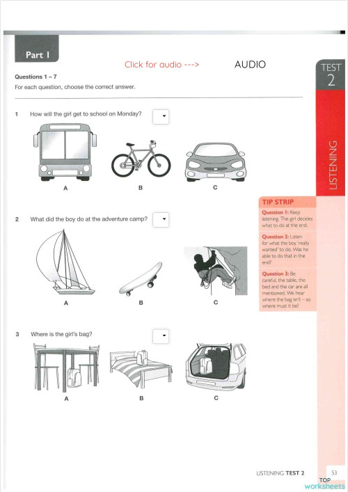 Listening: interactive worksheets and online exercises | TopWorksheets