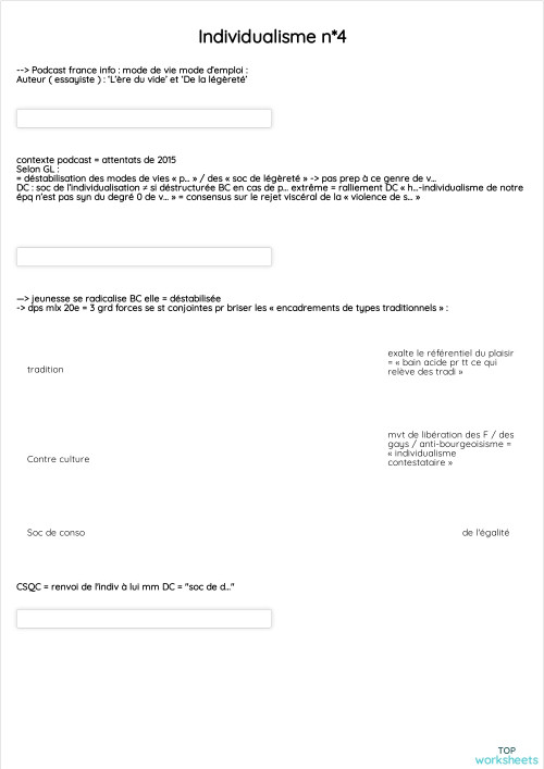 Individualisme n*4. Fiche interactive | TopWorksheets