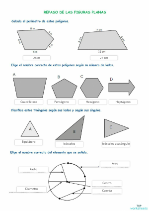 Repaso de figuras planas. Ficha interactiva | TopWorksheets