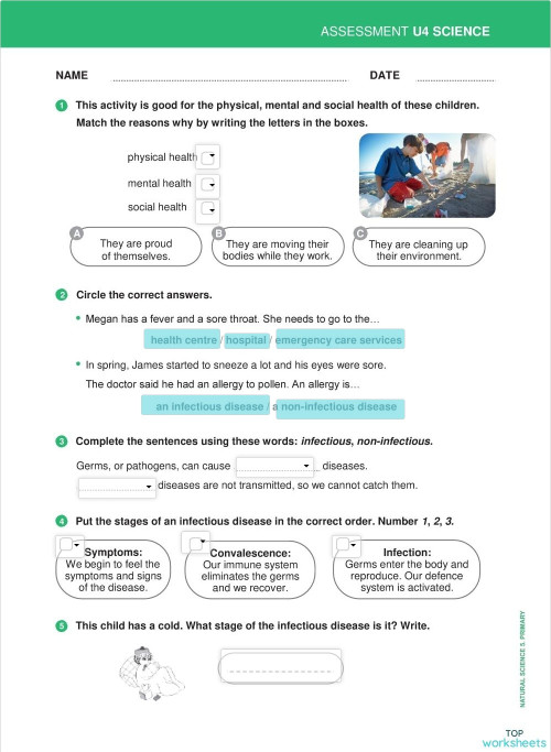 TEST U4 SCIENCE. Interactive worksheet | TopWorksheets