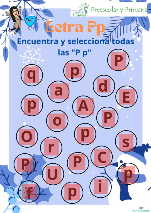 Letra "p" (Tarea 5 feb). Ficha interactiva | TopWorksheets