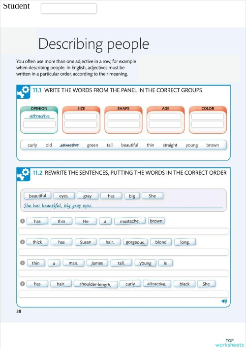 Describing people#2. Interactive worksheet | TopWorksheets