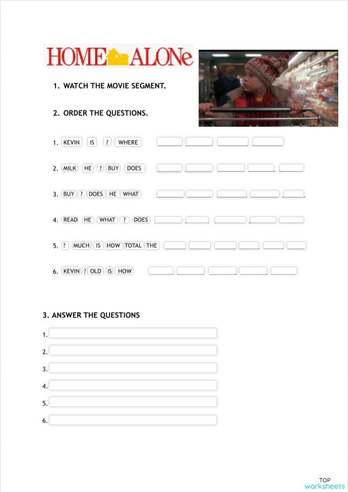 Simple present- Home alone. Interactive worksheet | TopWorksheets
