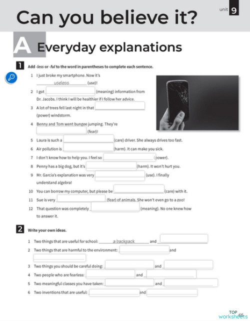 Lesson A Unit 9 Everyday explanations. Interactive worksheet ...