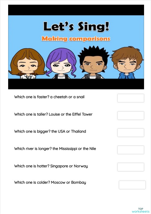 Making comparisons. Interactive worksheet | TopWorksheets