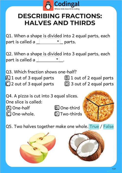 M_G02M13L62_WC03_Describing Fractions: Halves and Thirds. Interactive ...