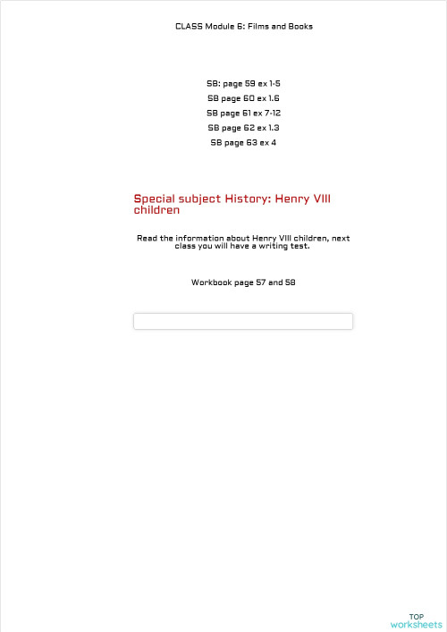 Module 6 : Films and books. Interactive worksheet | TopWorksheets