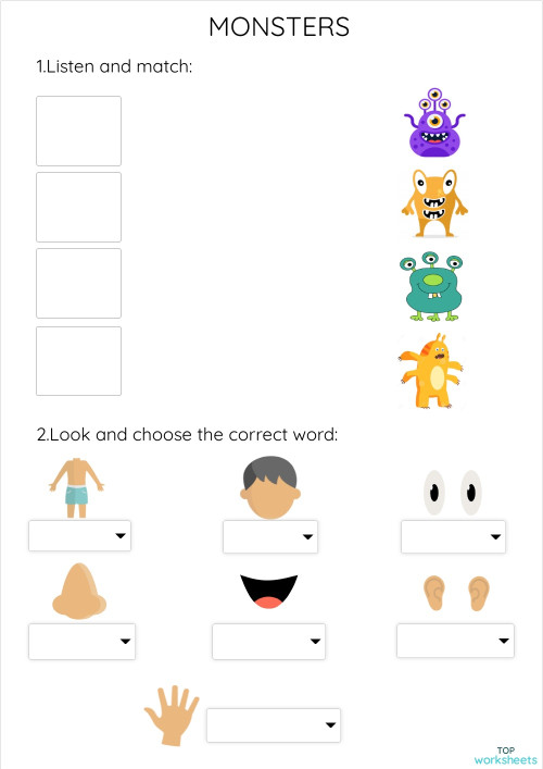EN1_U2_BODY_MONSTERS2. Interactive worksheet | TopWorksheets