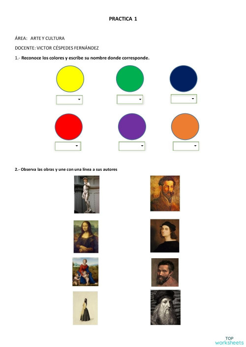 PRACTICA 1- ARTE Y CULTURA. Ficha interactiva | TopWorksheets