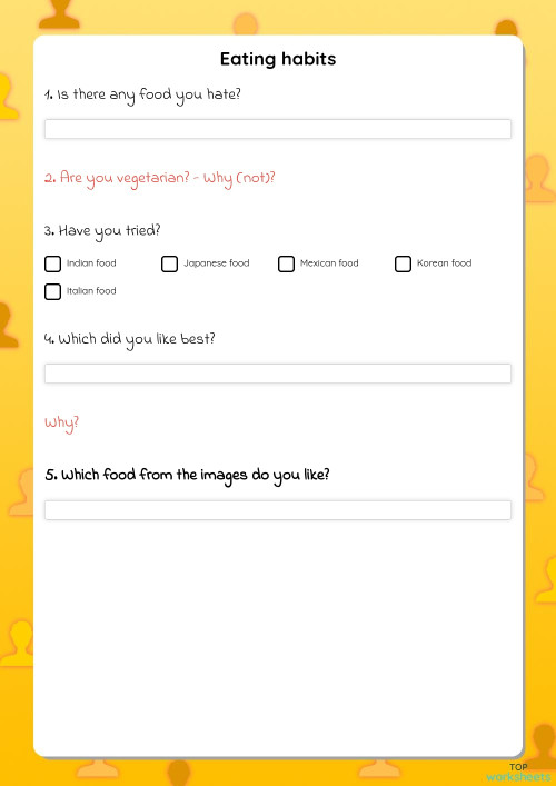 Eating habits. Interactive worksheet | TopWorksheets