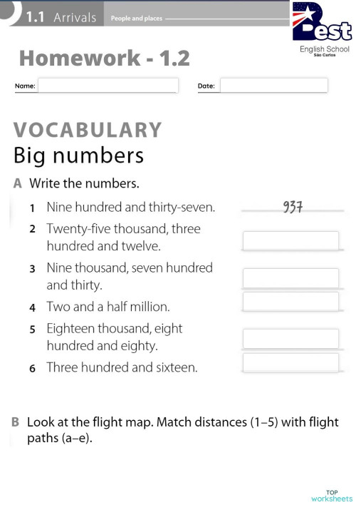 Level 1 - Unit 1.2 - Homework. Interactive worksheet | TopWorksheets