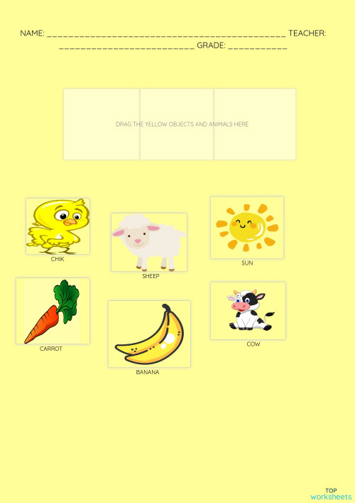THE YELLOW COLOR. Interactive worksheet | TopWorksheets
