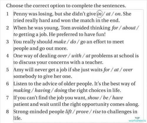 Challenges. Interactive worksheet | TopWorksheets