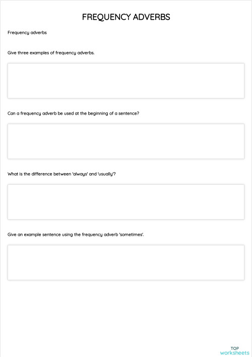 FREQUENCY ADVERBS. Interactive worksheet | TopWorksheets