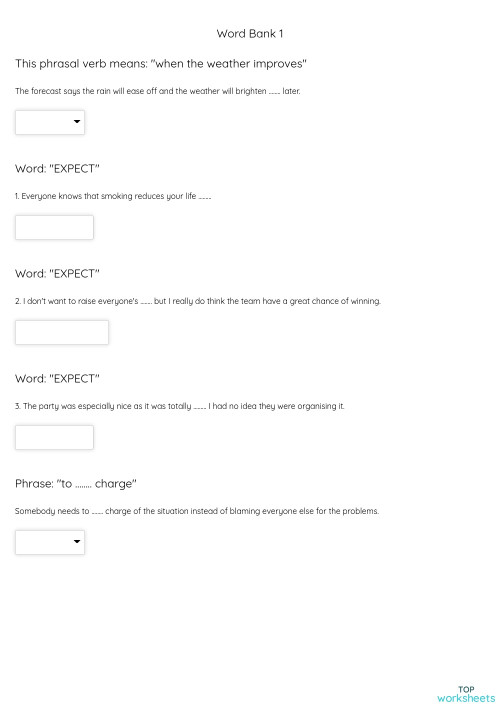 Word Bank 1. Interactive worksheet | TopWorksheets