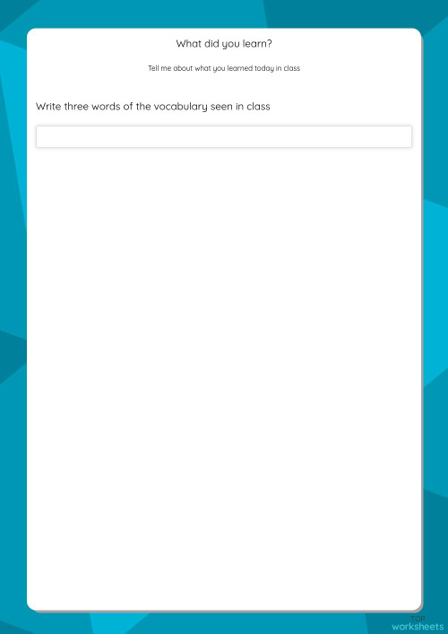 What did you learn?. Ficha interactiva | TopWorksheets