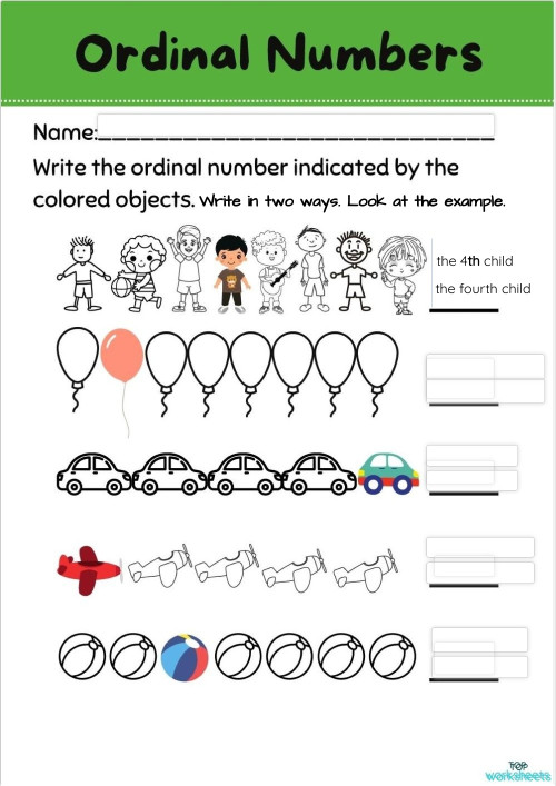 Ordinal Numbers. Interactive worksheet | TopWorksheets
