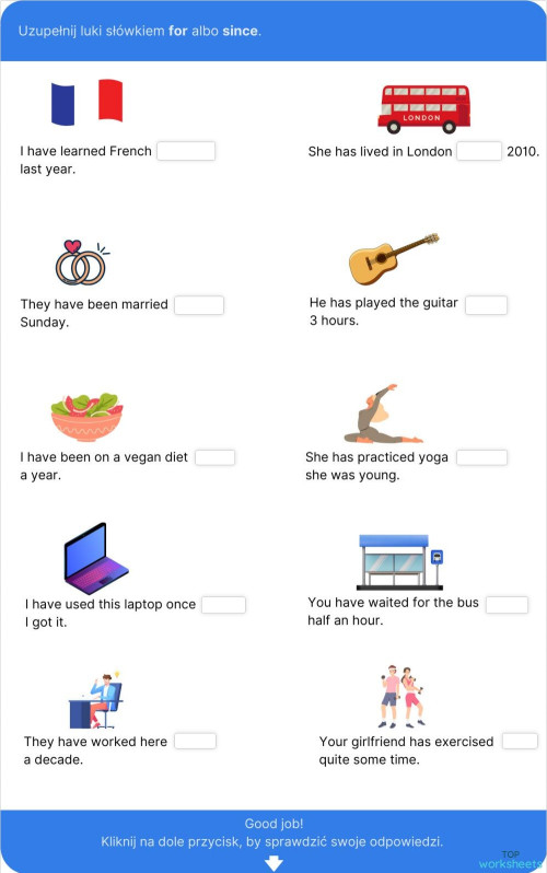 gramar - perfect for since - 2. Interactive worksheet | TopWorksheets