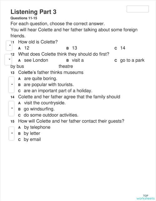 Listening comprehension: interactive worksheets and online exercises ...