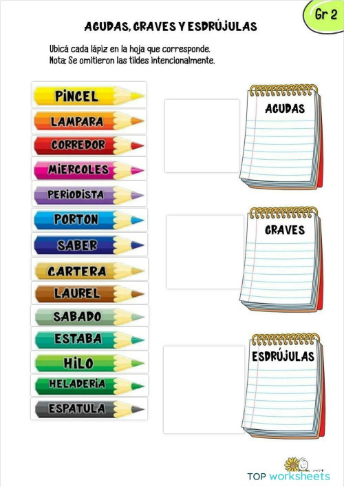 OR1 - Palabras agudas, graves, esdrújulas.. Ficha interactiva ...