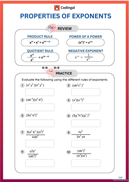 M_G07T02_WC01_Exponents:Introduction. Interactive worksheet | TopWorksheets