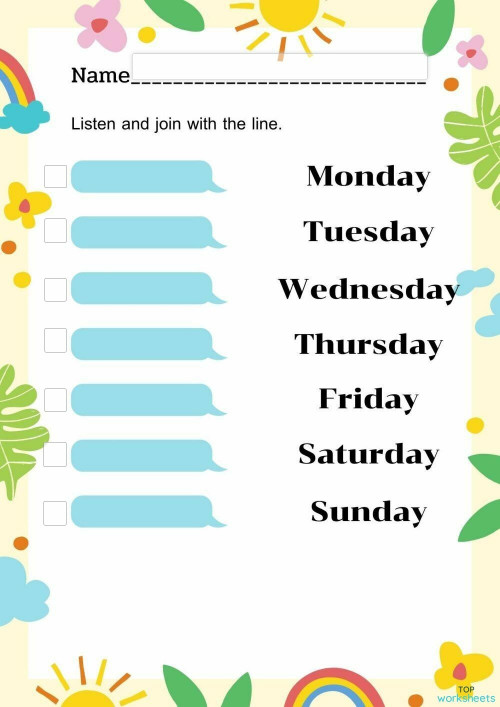 Days of the week. Interactive worksheet | TopWorksheets