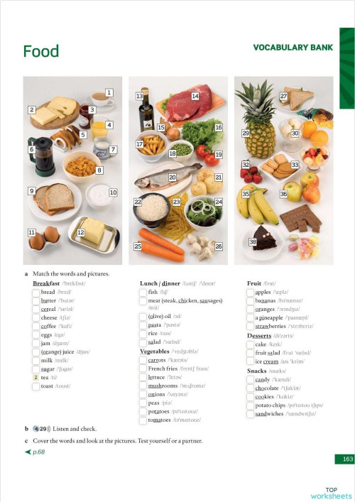Vocabulary food. Interactive worksheet | TopWorksheets
