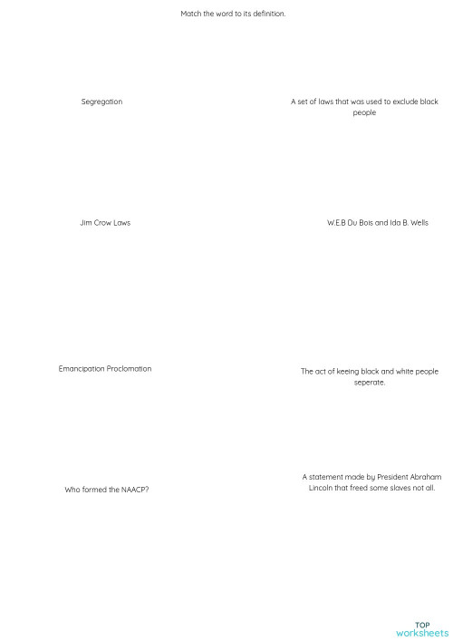 African American Civil Rights Movement. Interactive worksheet ...